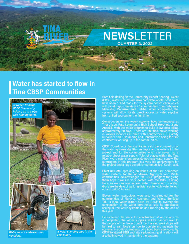 Our Newsletters - Tina River Hydropower